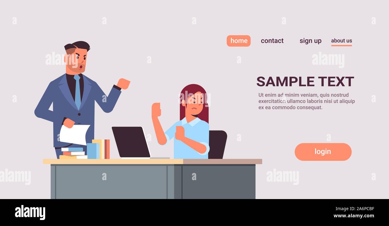 angry boss shouting at female sad employee stress at work emotional ...