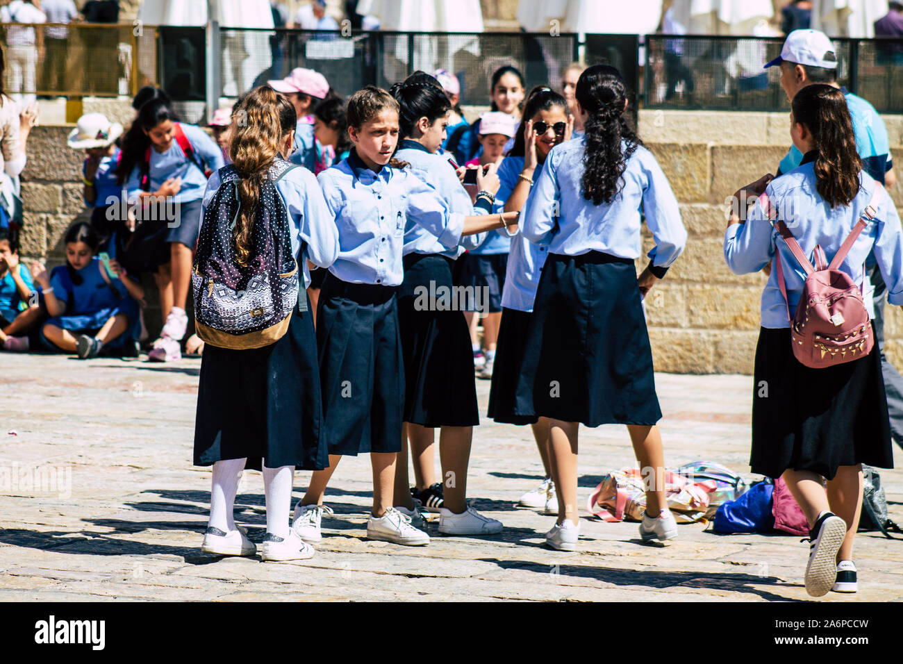 Jerusalem Israel October 06, 2019 View of unknowns Israeli young girls ...