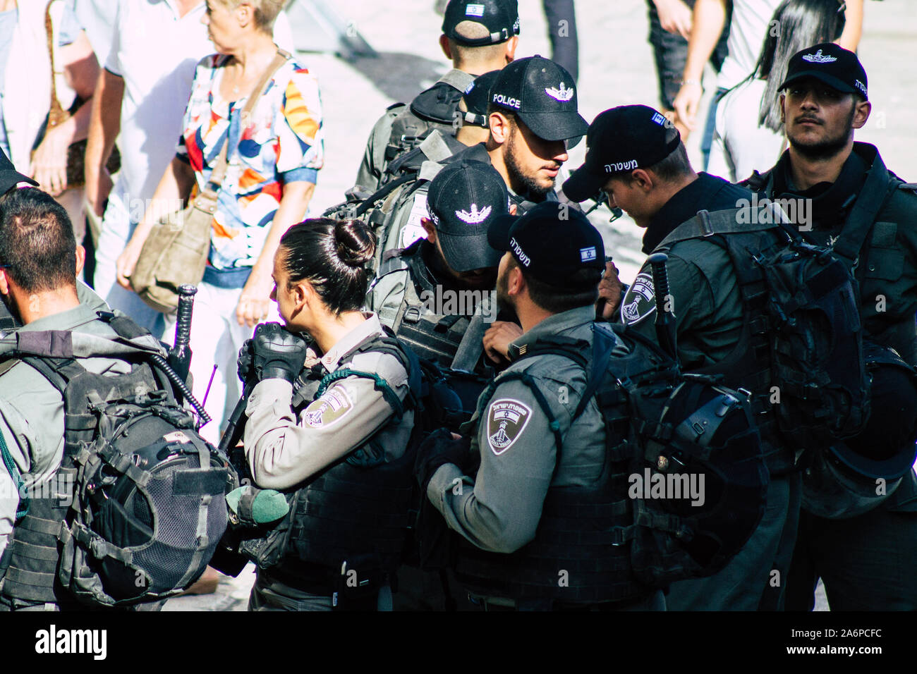 Jerusalem Israel October 6, 2019 View of the Israeli police patrolling ...