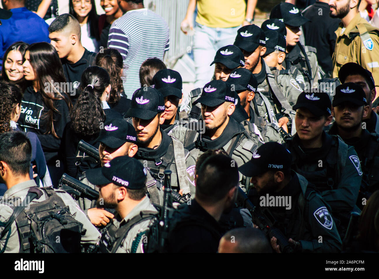 Jerusalem Israel October 6, 2019 View of the Israeli police patrolling ...