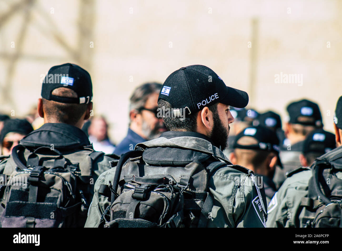 Jerusalem Israel October 6, 2019 View of the Israeli police patrolling ...