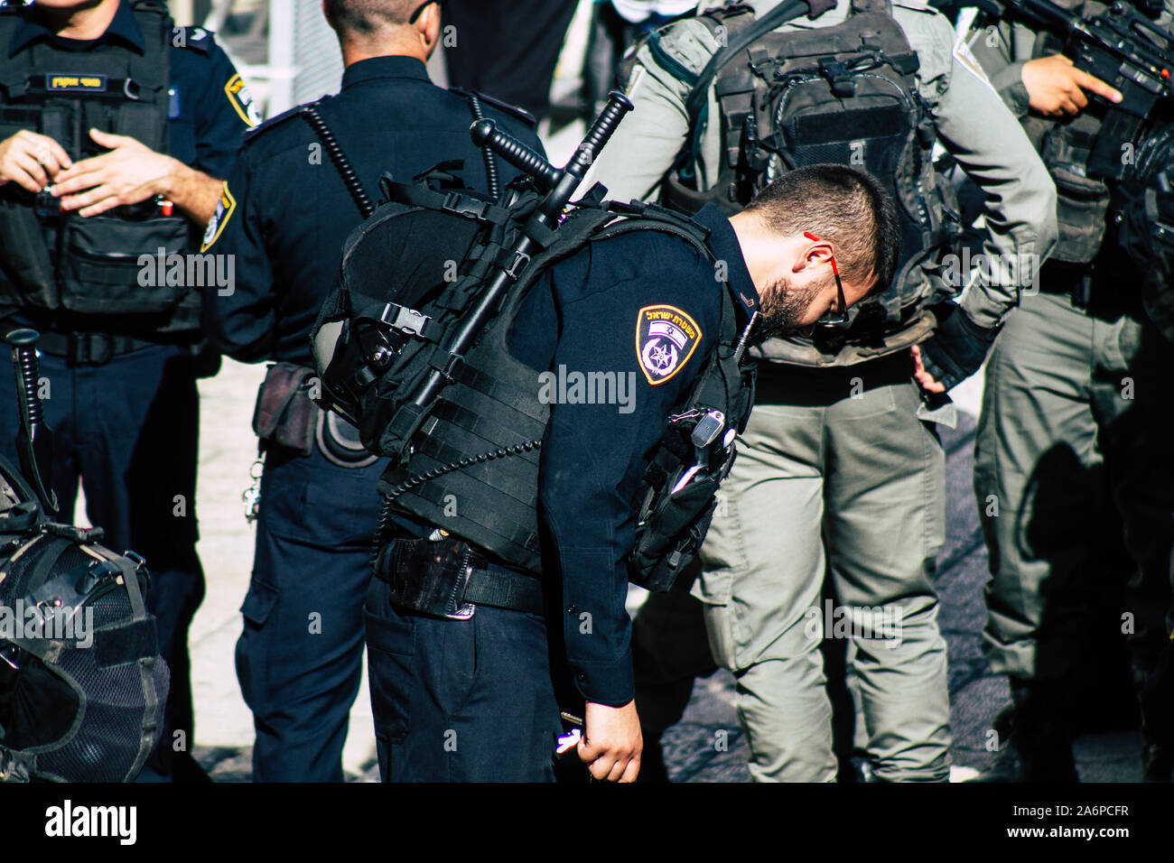 Jerusalem Israel October 6, 2019 View of the Israeli police patrolling ...