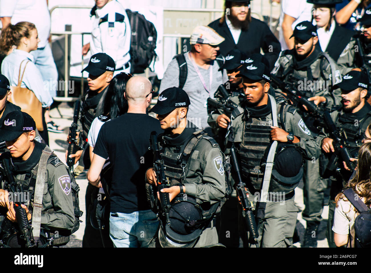 Jerusalem Israel October 6, 2019 View of the Israeli police patrolling ...