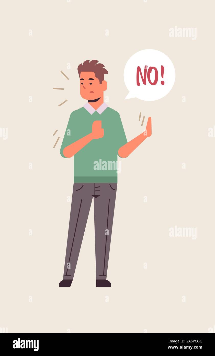 angry unhappy man saying NO speech balloon with NO scream exclamation ...
