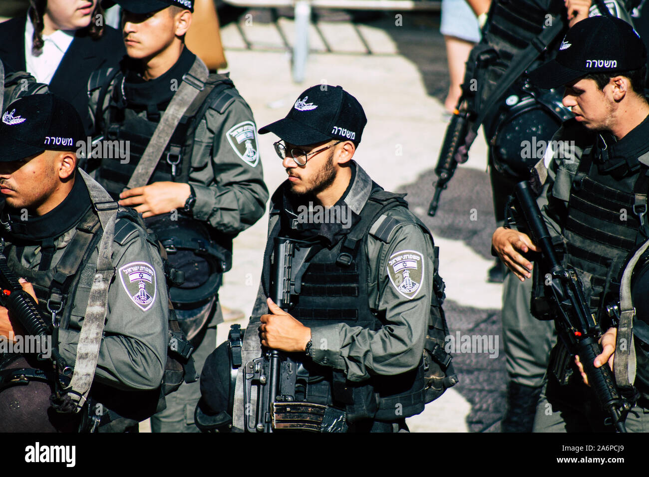 Jerusalem Israel October 6, 2019 View of the Israeli police patrolling ...