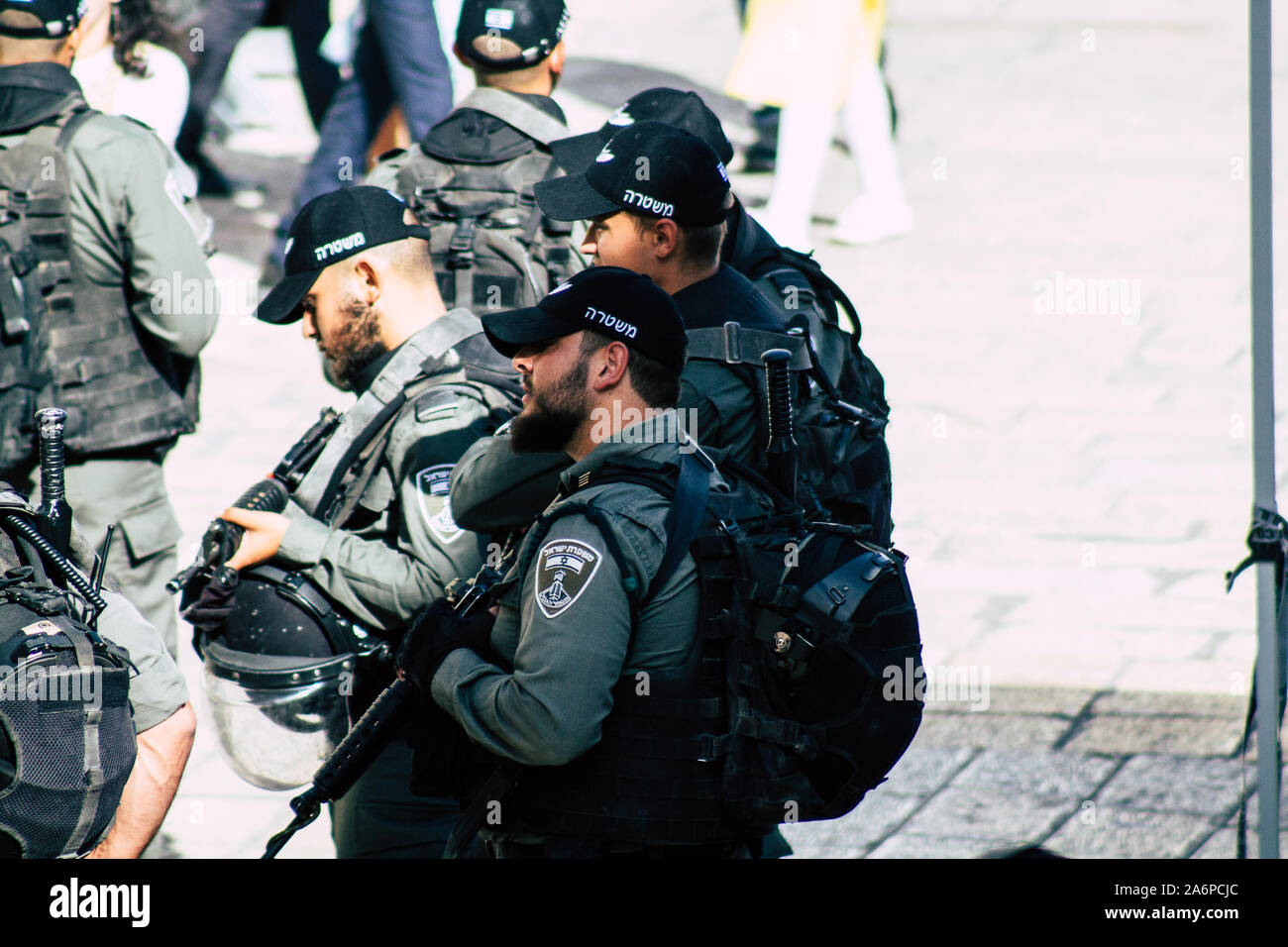Jerusalem Israel October 6, 2019 View of the Israeli police patrolling ...