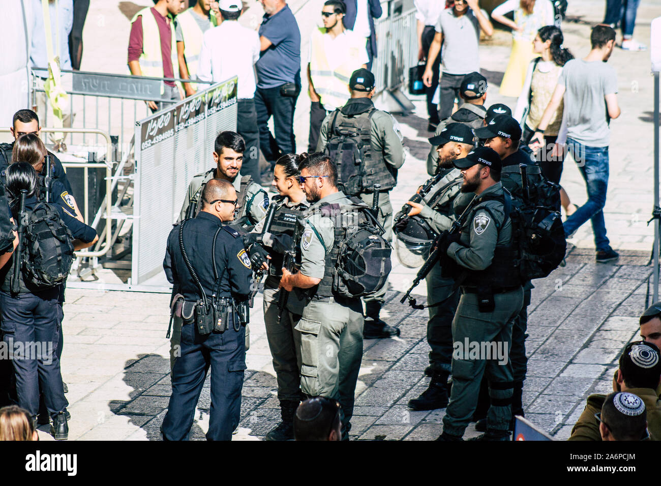 Jerusalem Israel October 6, 2019 View of the Israeli police patrolling ...