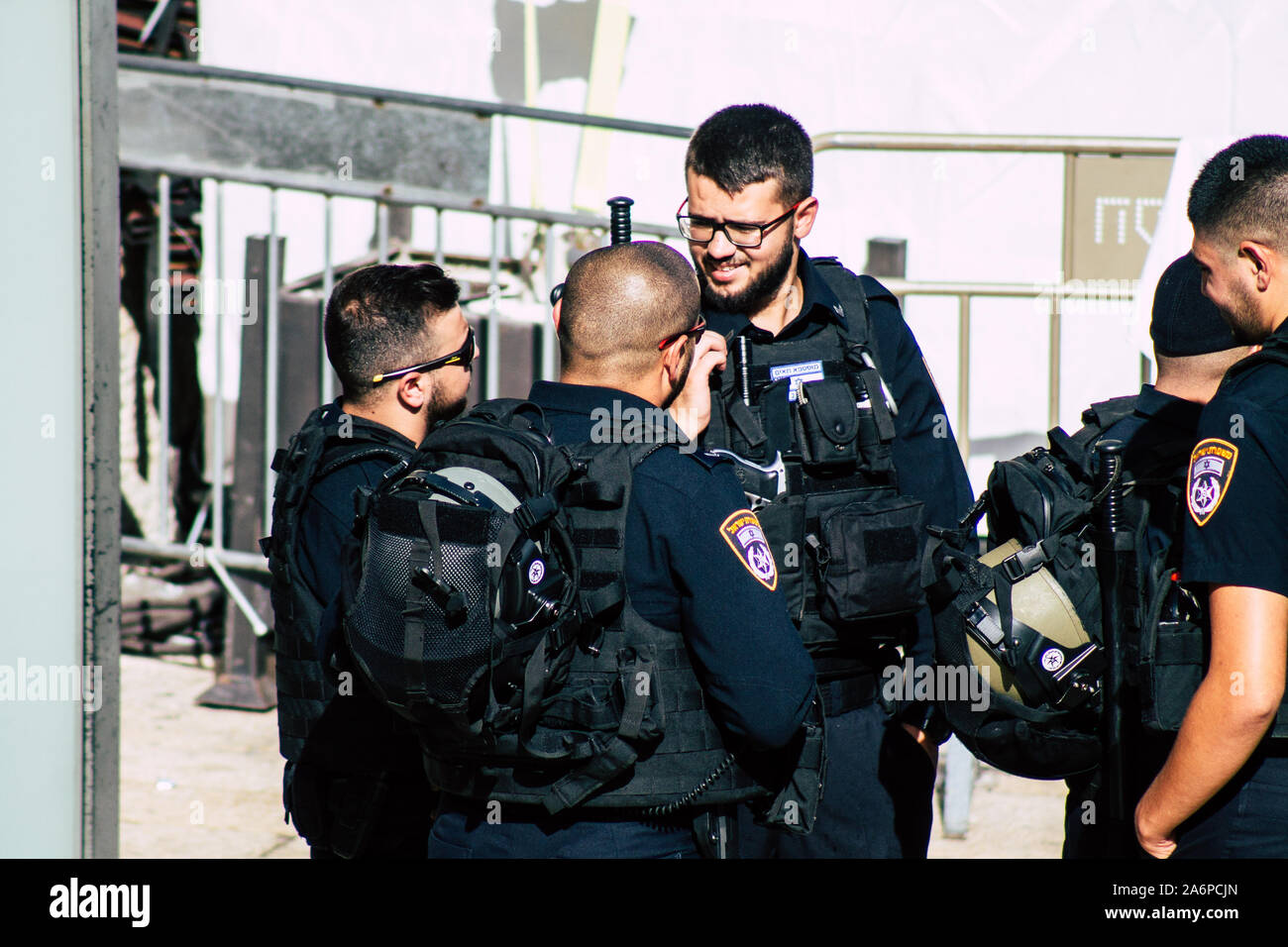 Jerusalem Israel October 6, 2019 View of the Israeli police patrolling ...