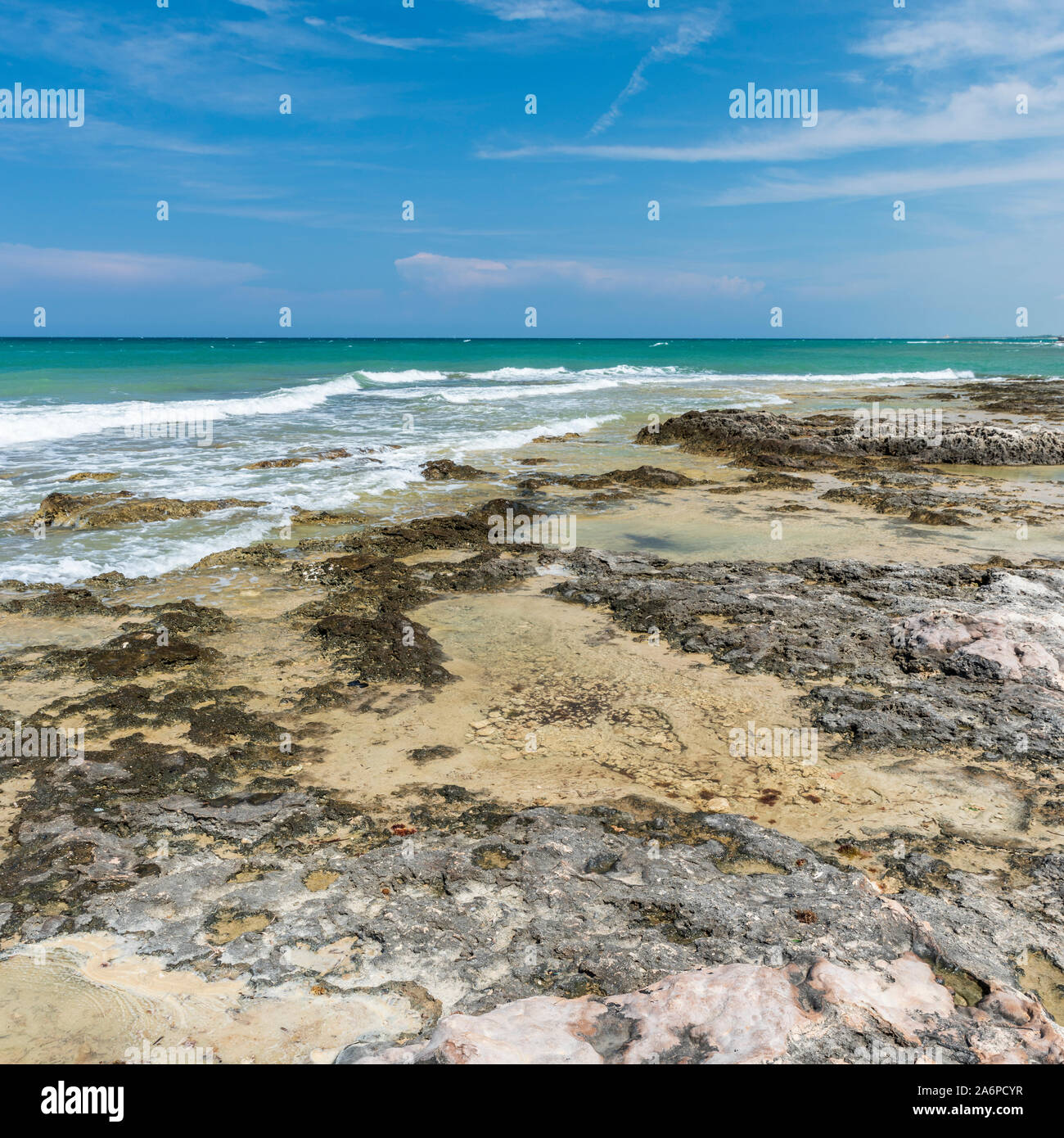 Colors and atmosphere of the Puglia sea. Italy Stock Photo - Alamy