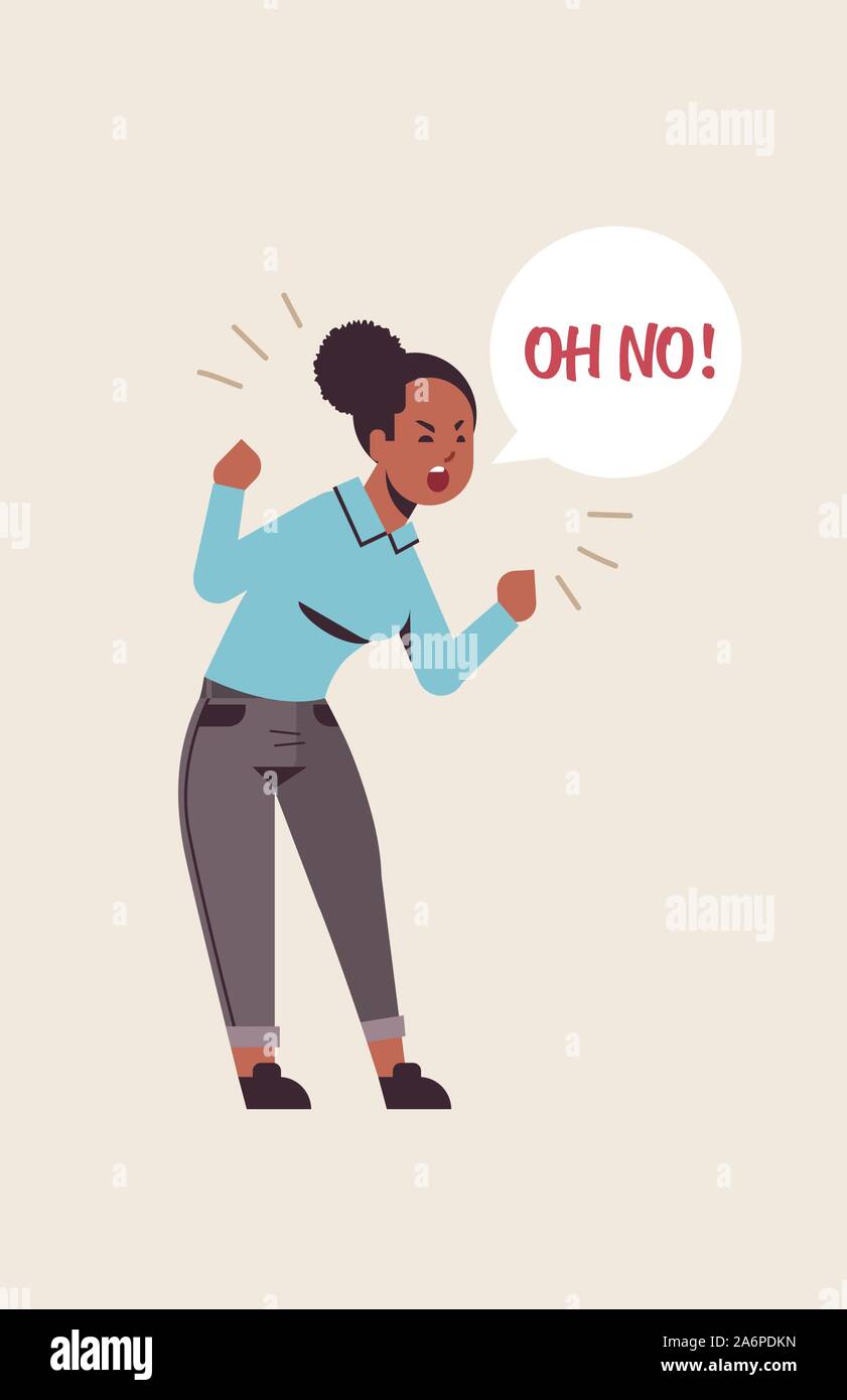 angry unhappy woman saying OH NO speech balloon with NO scream ...