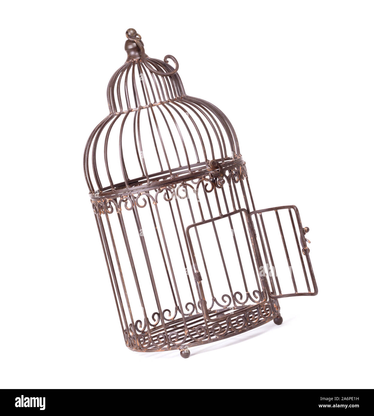 Empty rusty birdcage on white background, isolated Stock Photo - Alamy