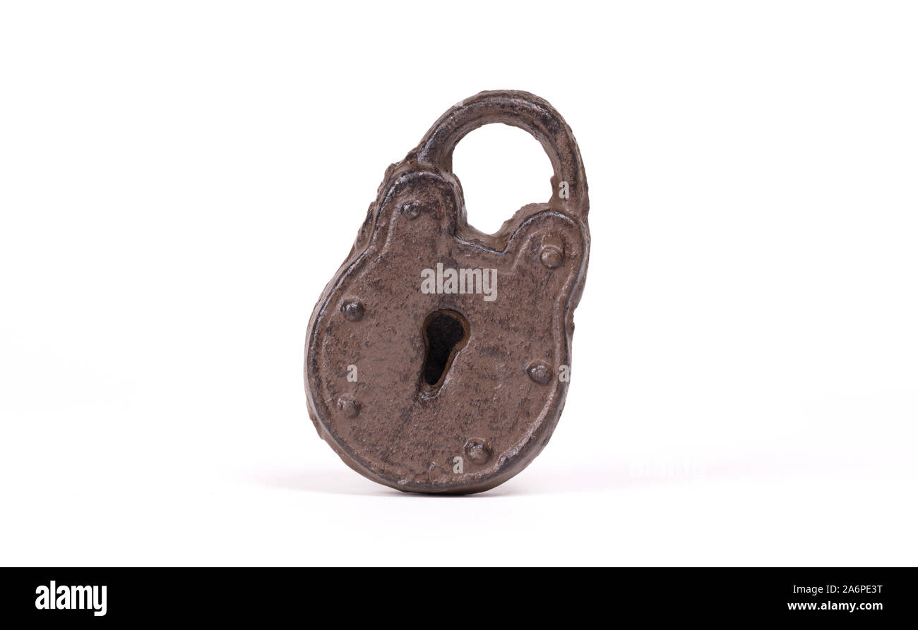 Rusty old lock isolated on white background Stock Photo - Alamy
