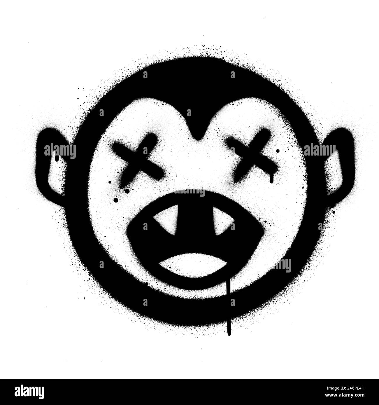 graffiti crazy vampire character sprayed in black over white Stock ...