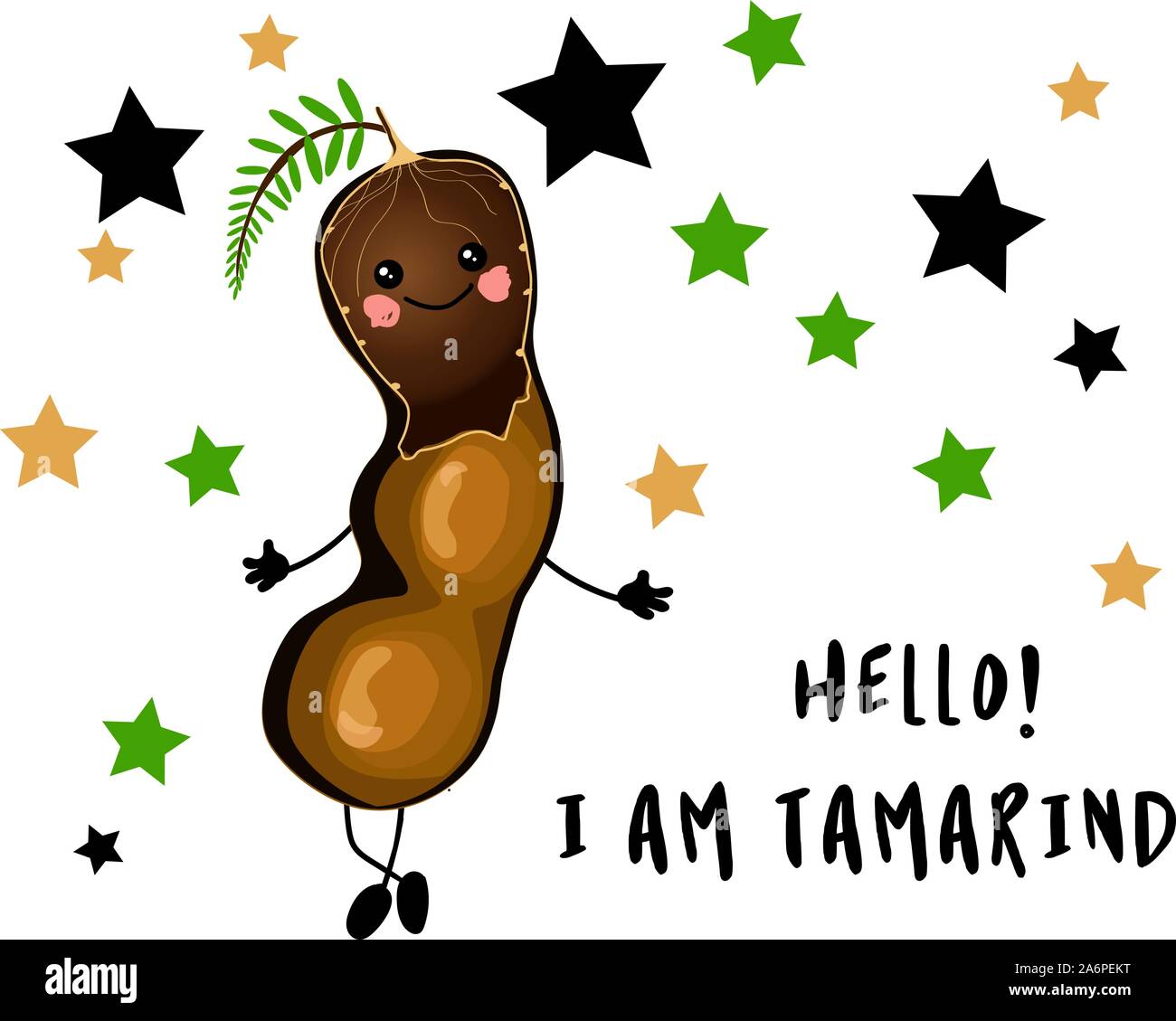 tamarind. tropical brown fruit. character with arms and legs. vitamins ...