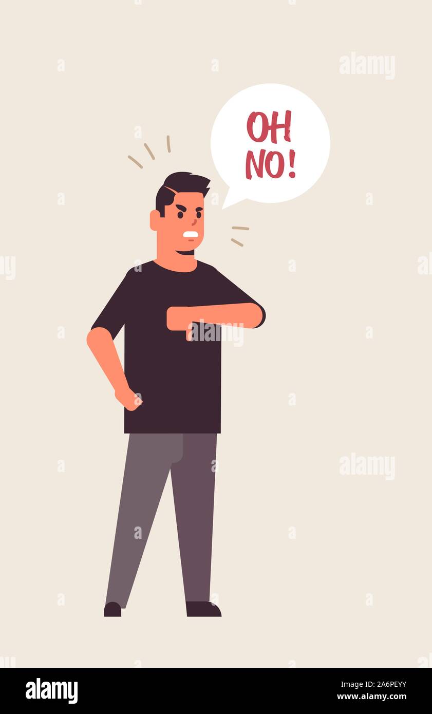 angry unhappy man saying oh NO speech balloon with NO scream ...