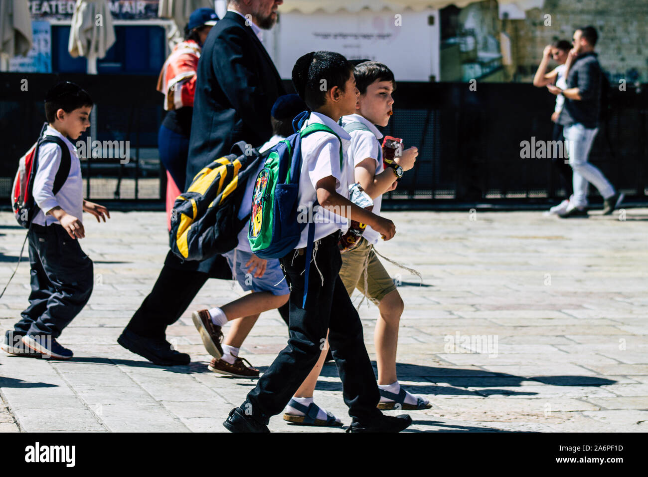 Jerusalem Israel October 06, 2019 View of unknowns Israeli young boy ...