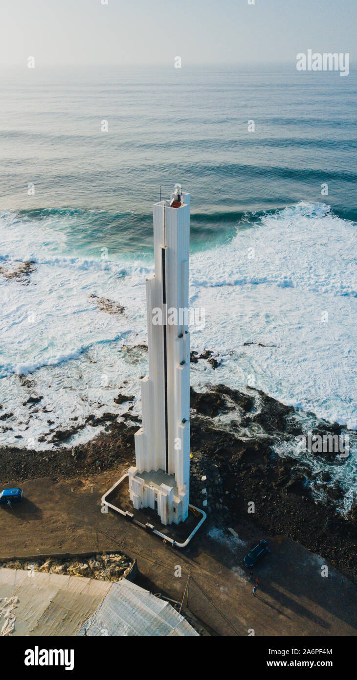 Punta del Hidalgo lighthouse. Landscape overlooking the ocean. Sunset ...