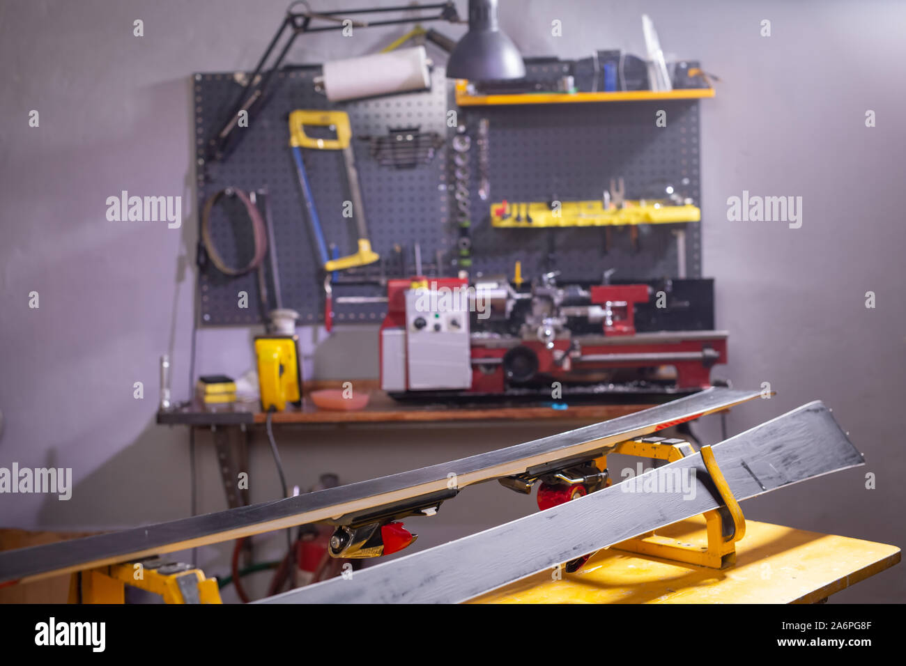 Ski service repairing the ski and bicycle Stock Photo - Alamy