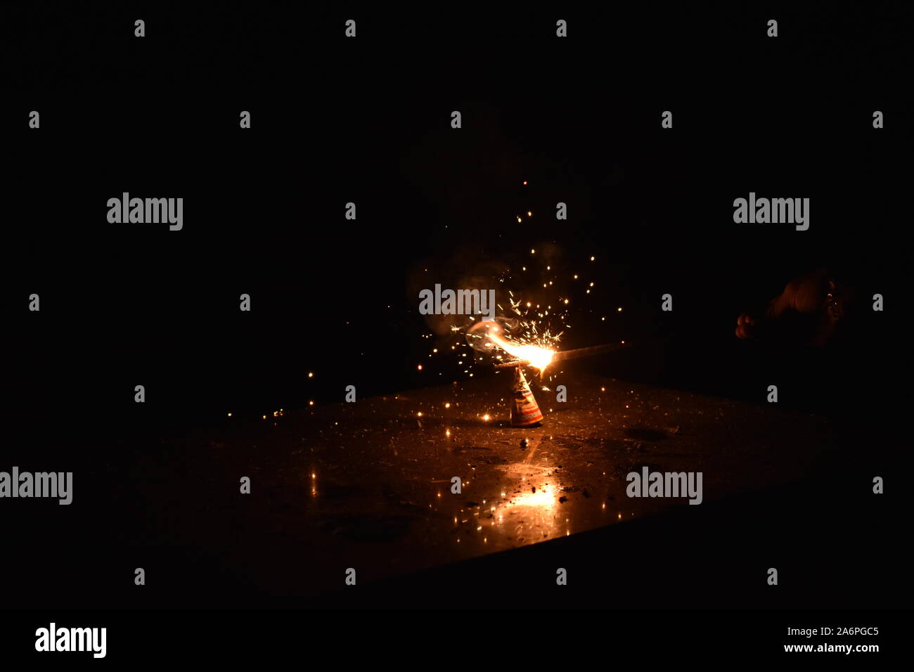Flower pot Diwali firework tree sparks fire Diwali festival is ...