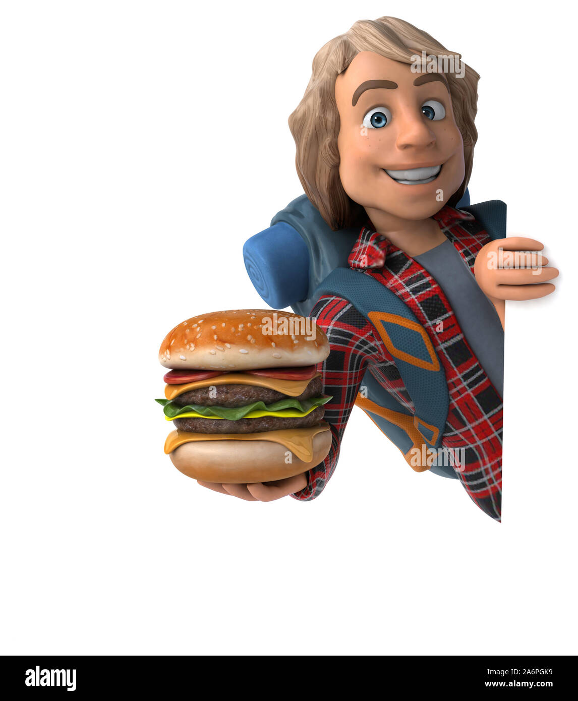 Fun backpacker cartoon guy Stock Photo - Alamy