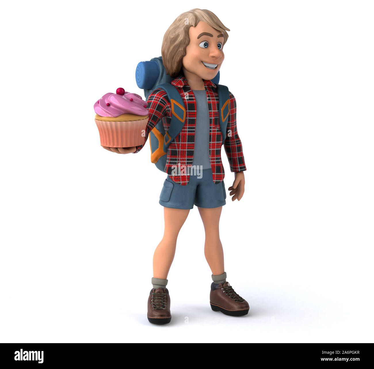 Fun backpacker cartoon guy Stock Photo - Alamy