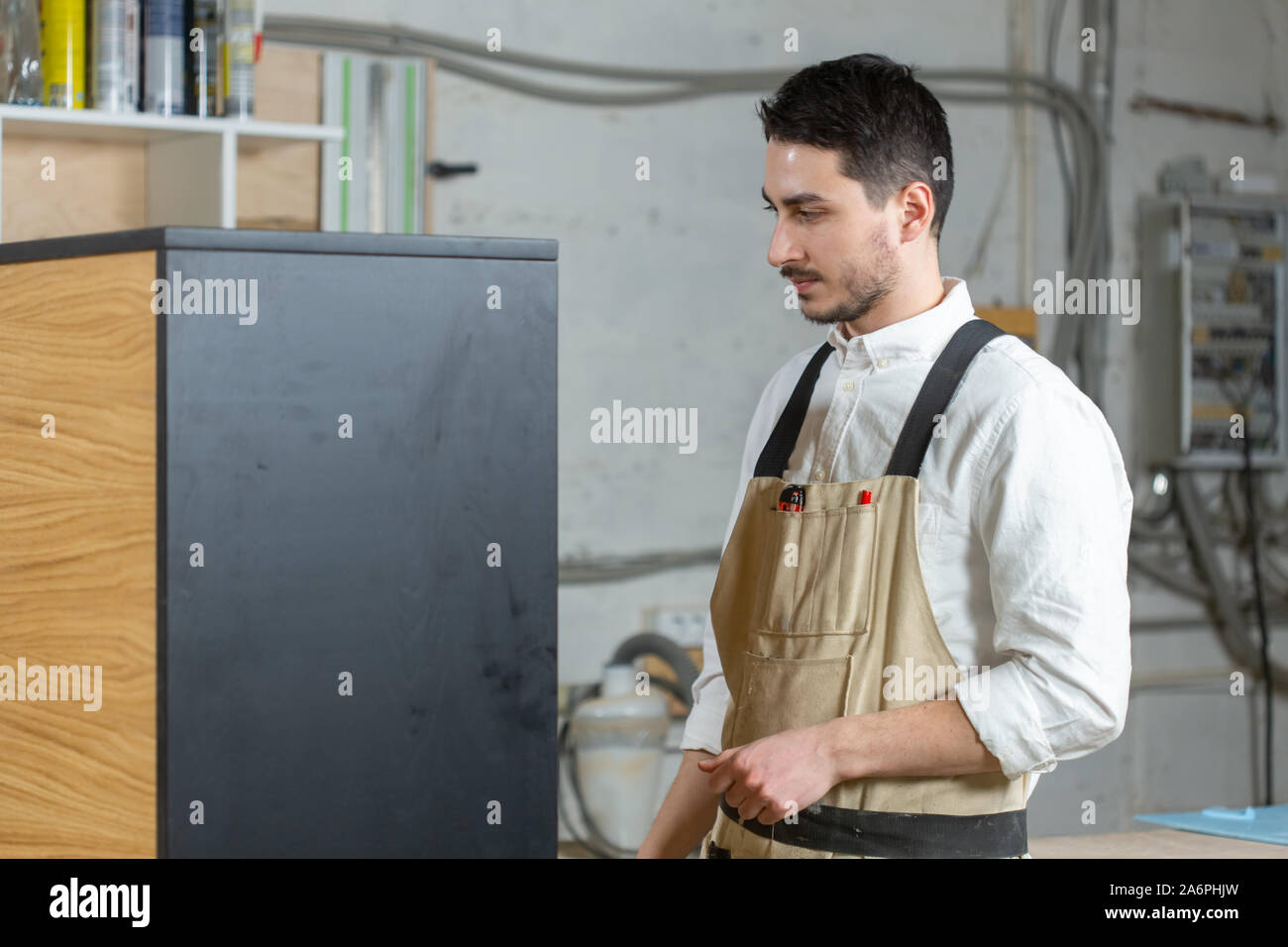 Furniture factory and small and medium sized enterprises concept - Man ...