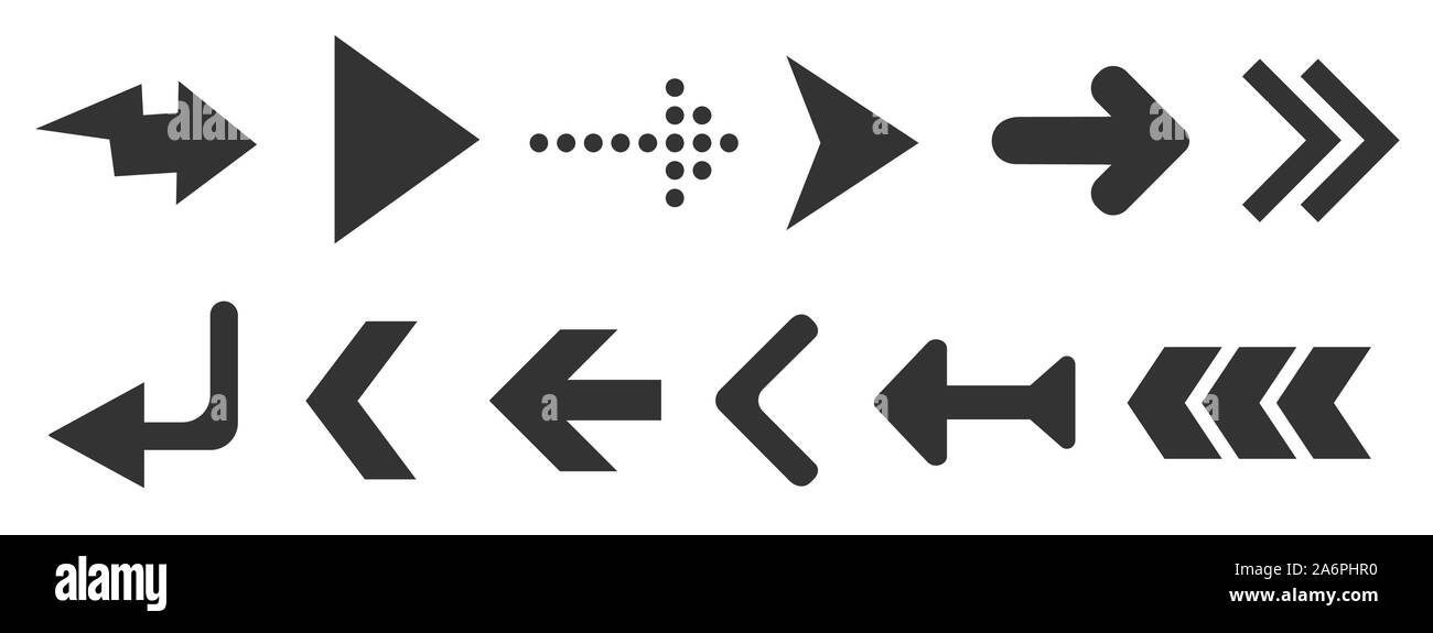 Black web arrows set isolated on white background. UI and web design ...