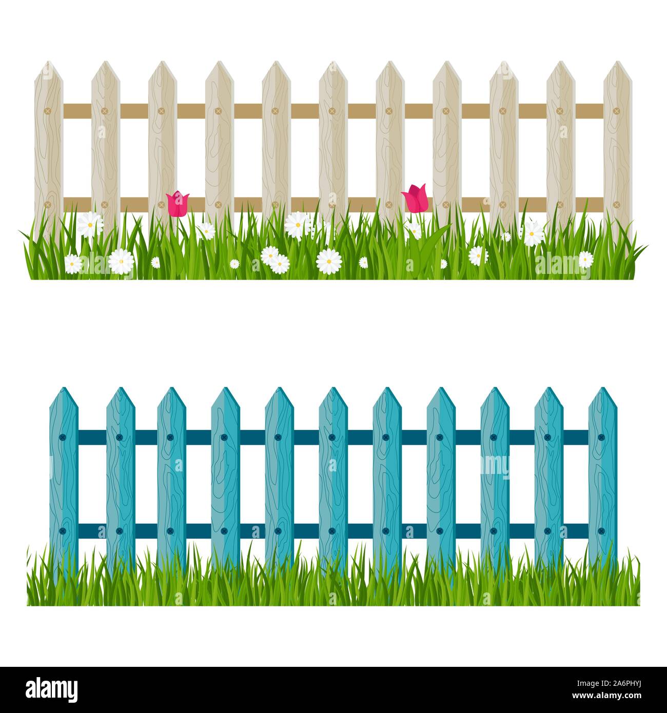 A wooden fence, a hedge near with a flower bed Stock Vector Image & Art ...