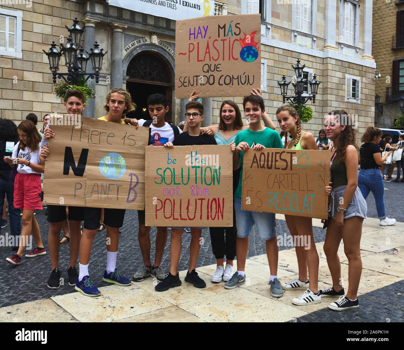 Barcelona, Fridays for future demonstration, Signs and People Stock ...