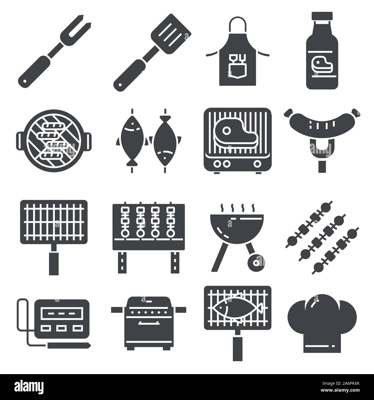 Barbecue BBQ Vector Icons. Steak, Ribs, Bonfire, Gas Stock Vector Image ...