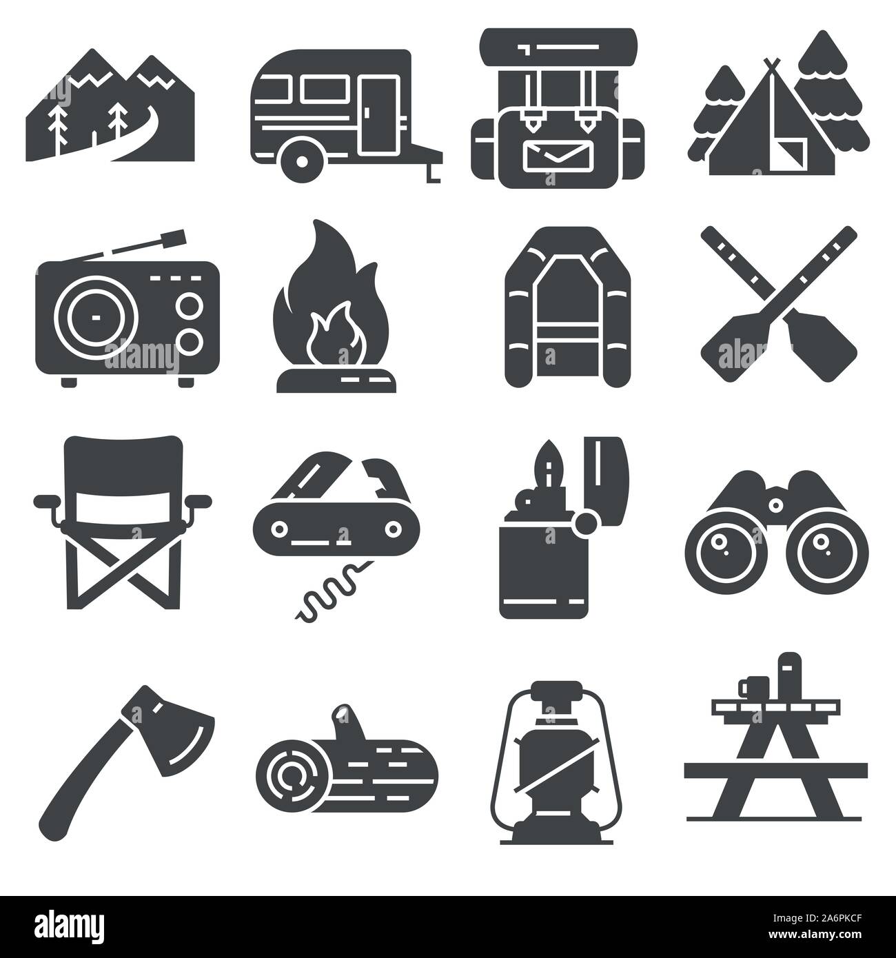 Camp fire icons on Cut Out Stock Images & Pictures - Alamy