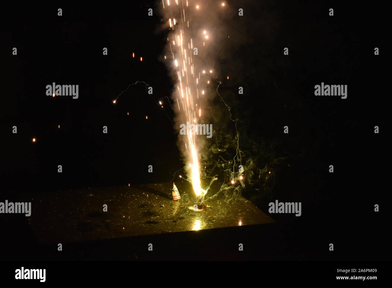 Flower pot Diwali firework tree sparks fire Diwali festival is ...