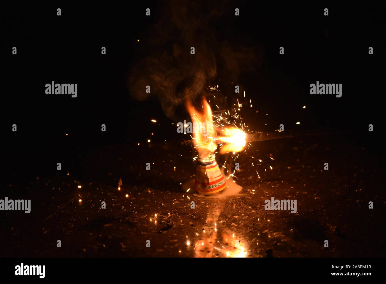 Flower pot Diwali firework tree sparks fire Diwali festival is ...