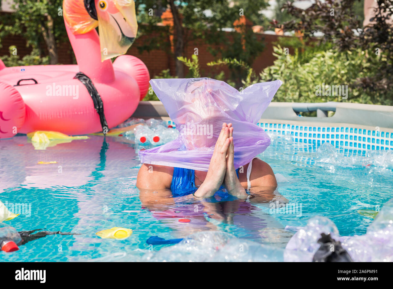 Ecology, plastic trash, environmental emergency and water pollution ...