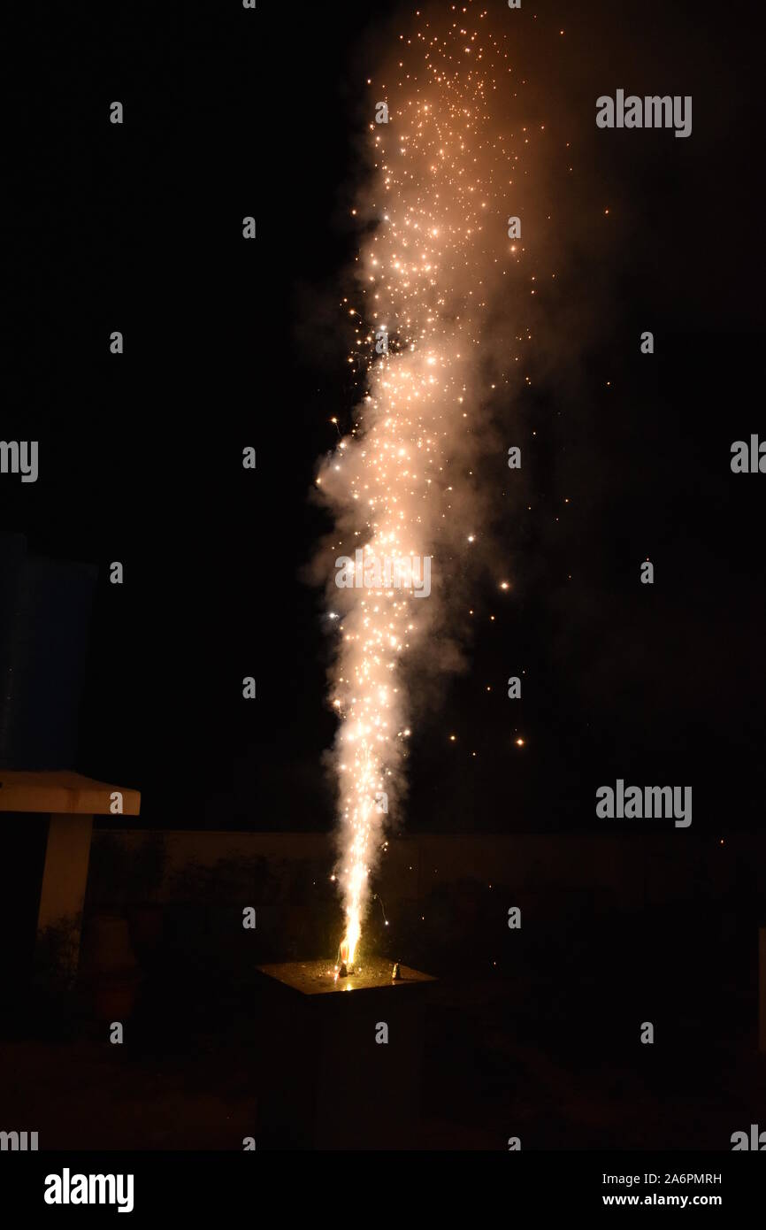 Flower pot Diwali firework tree sparks fire Diwali festival is ...