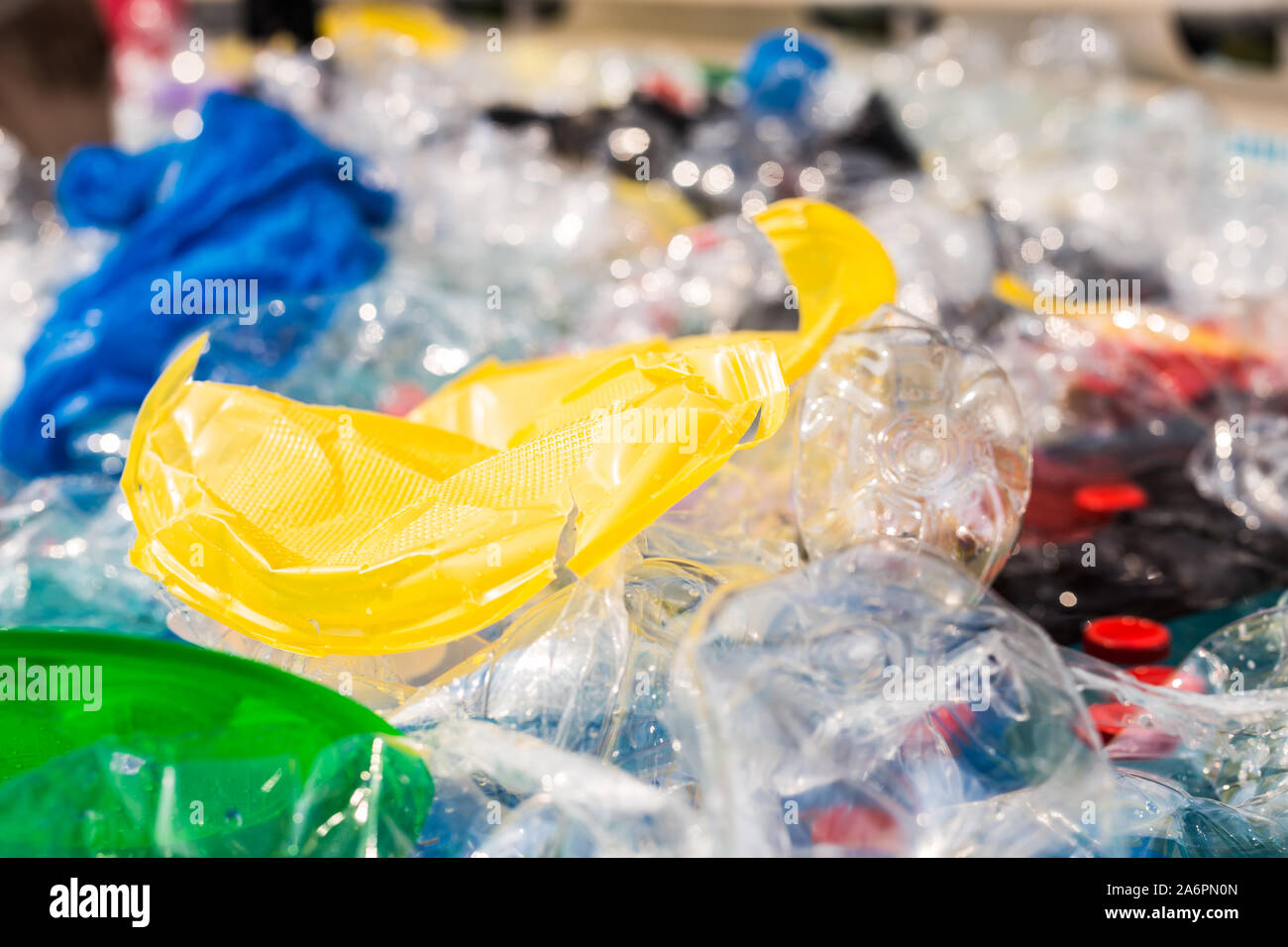 Problem of trash, plastic recycling, pollution and environmental ...