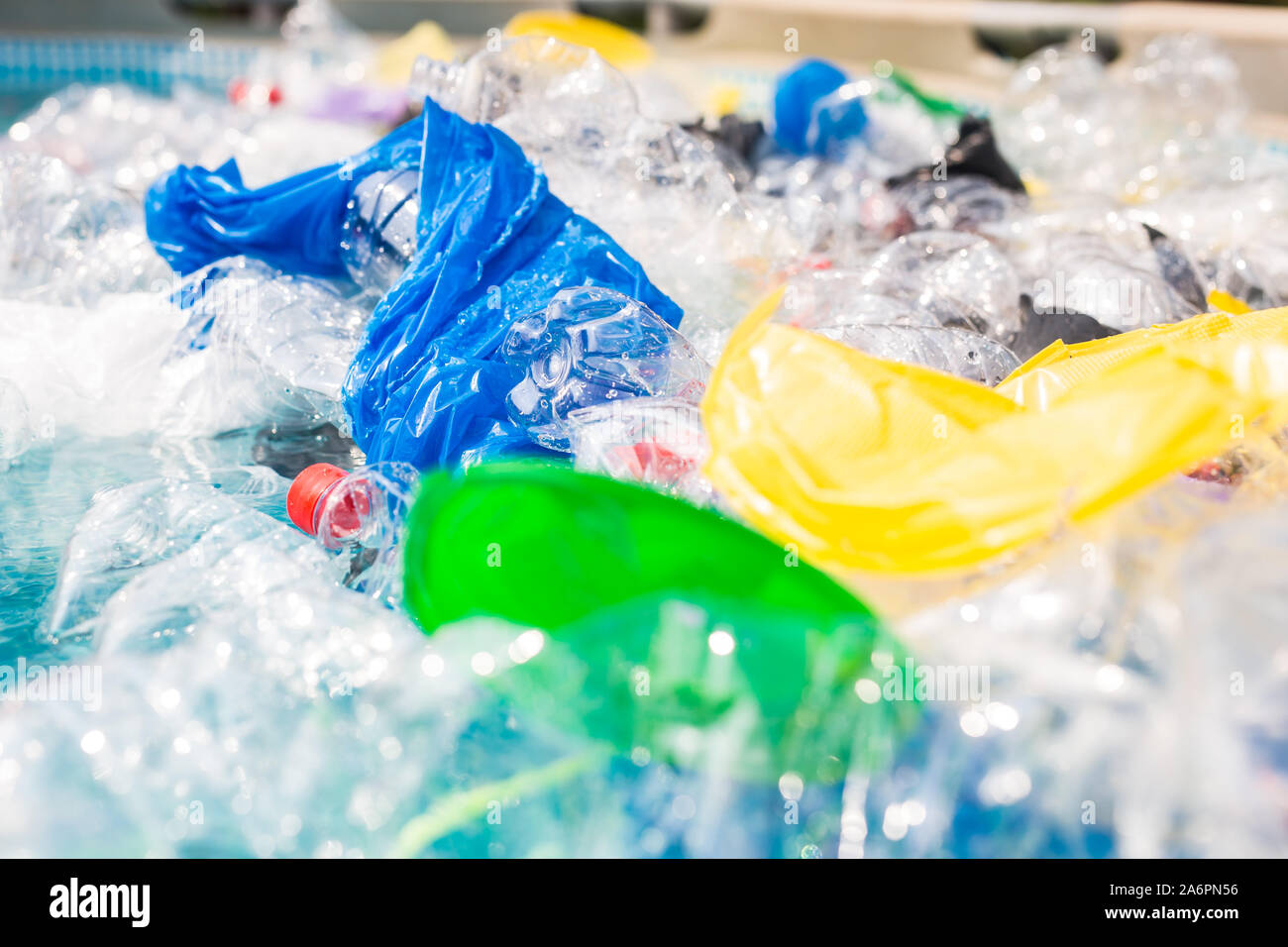 Plastic recycling, pollution and environmental concept - Environmental ...