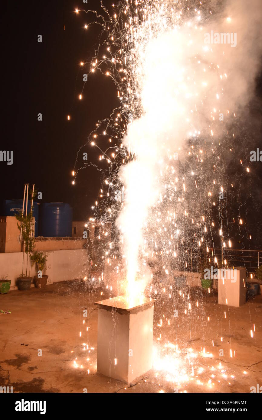 Flower pot Diwali firework tree sparks fire Diwali festival is ...