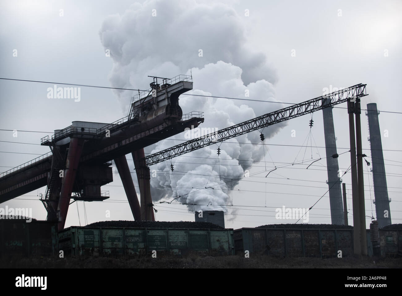 View of the Azov Stal steel plant in Mariupol.The two large ...