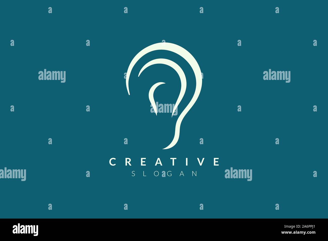 Ear logo design with sound waveforms. Minimalist and modern vector ...