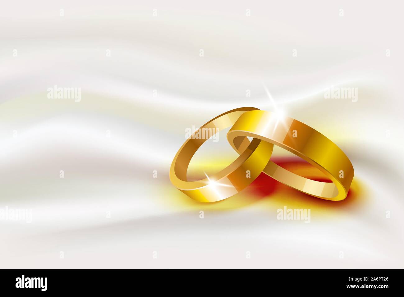 Vector illustration of two wedding rings on silk background Stock ...
