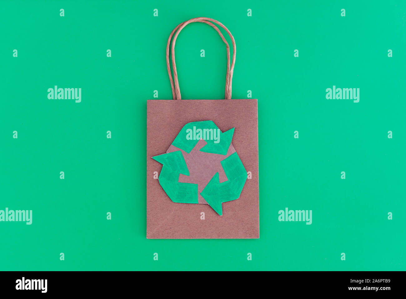 consumerism and environmental awareness, shopping bag with recycle ...