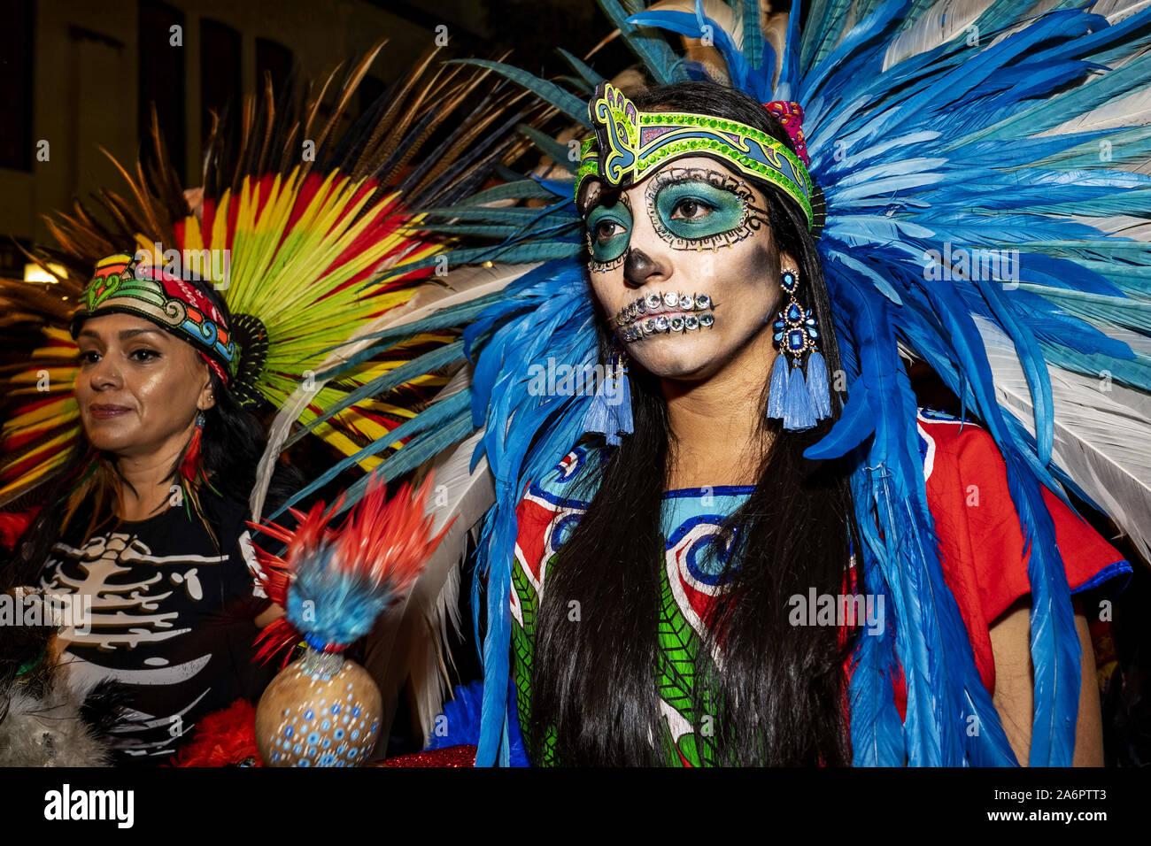 Los Angeles, California, USA. 15th Mar, 2019. Aztec dancers dressed in ...