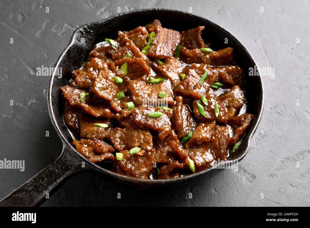 Pieces of beef stewed in soy sauce with spices in asian style Stock ...