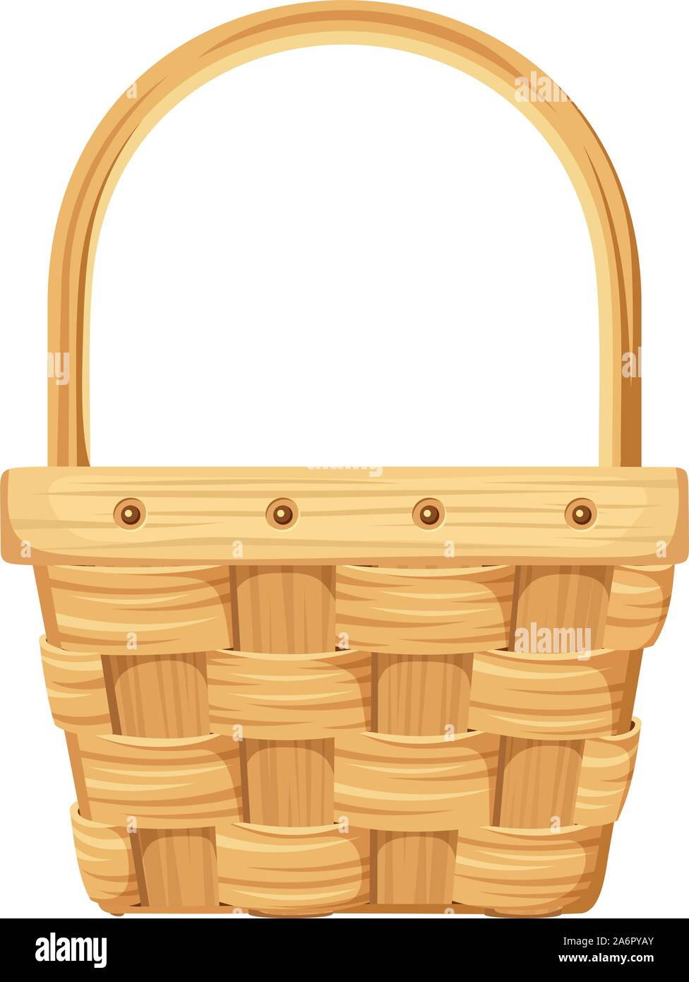 Vector illustration of an empty wicker basket isolated on a white ...