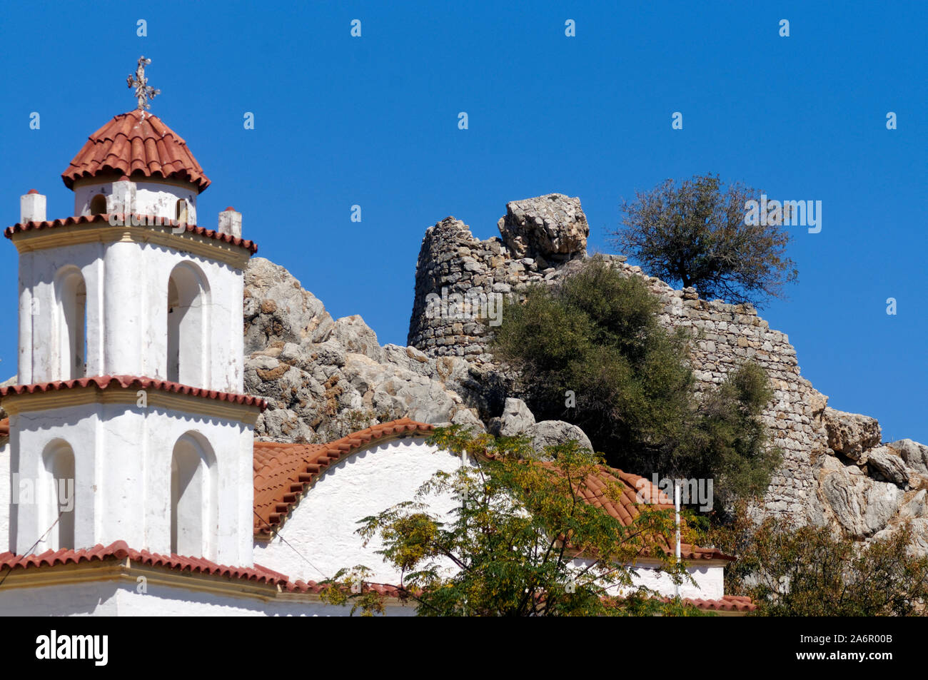 Agia Zoni Church and Castle, Mikro Horio, Tilos, Dodecanese Islands ...