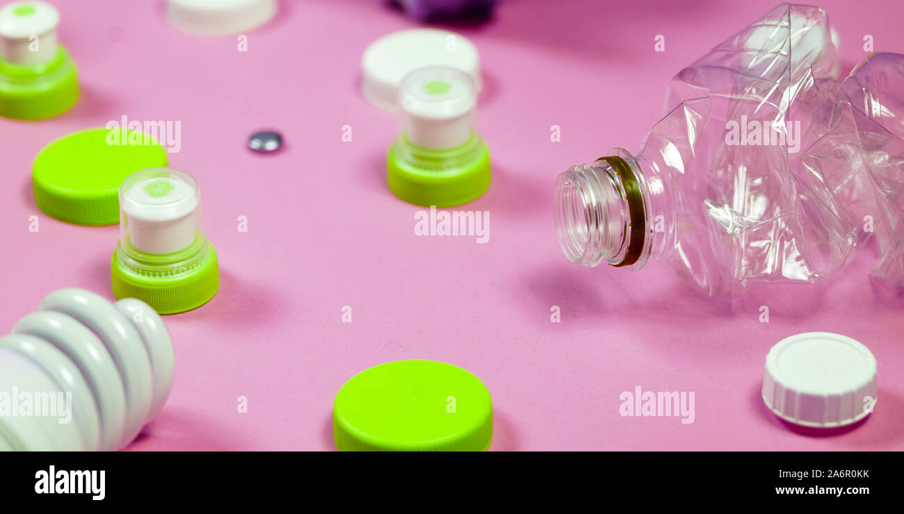 Trash and assorted garbage isolated on background, recycle concept ...