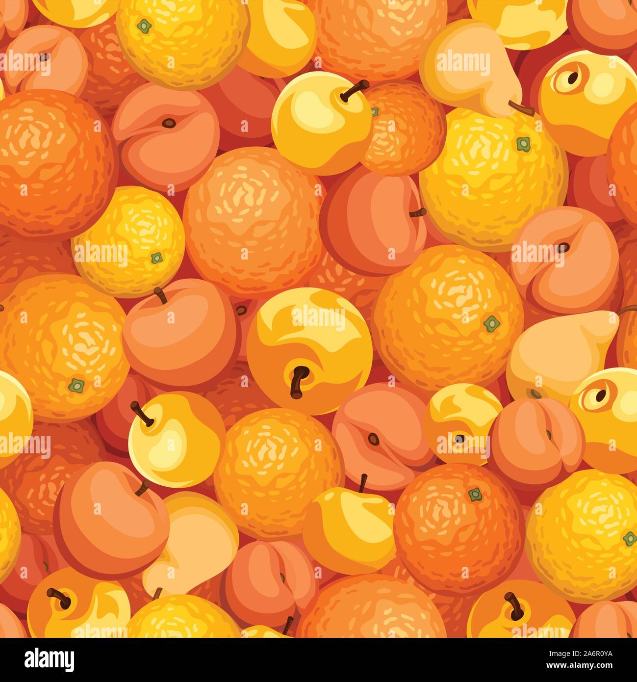 Vector seamless background with various orange fruits Stock Vector ...
