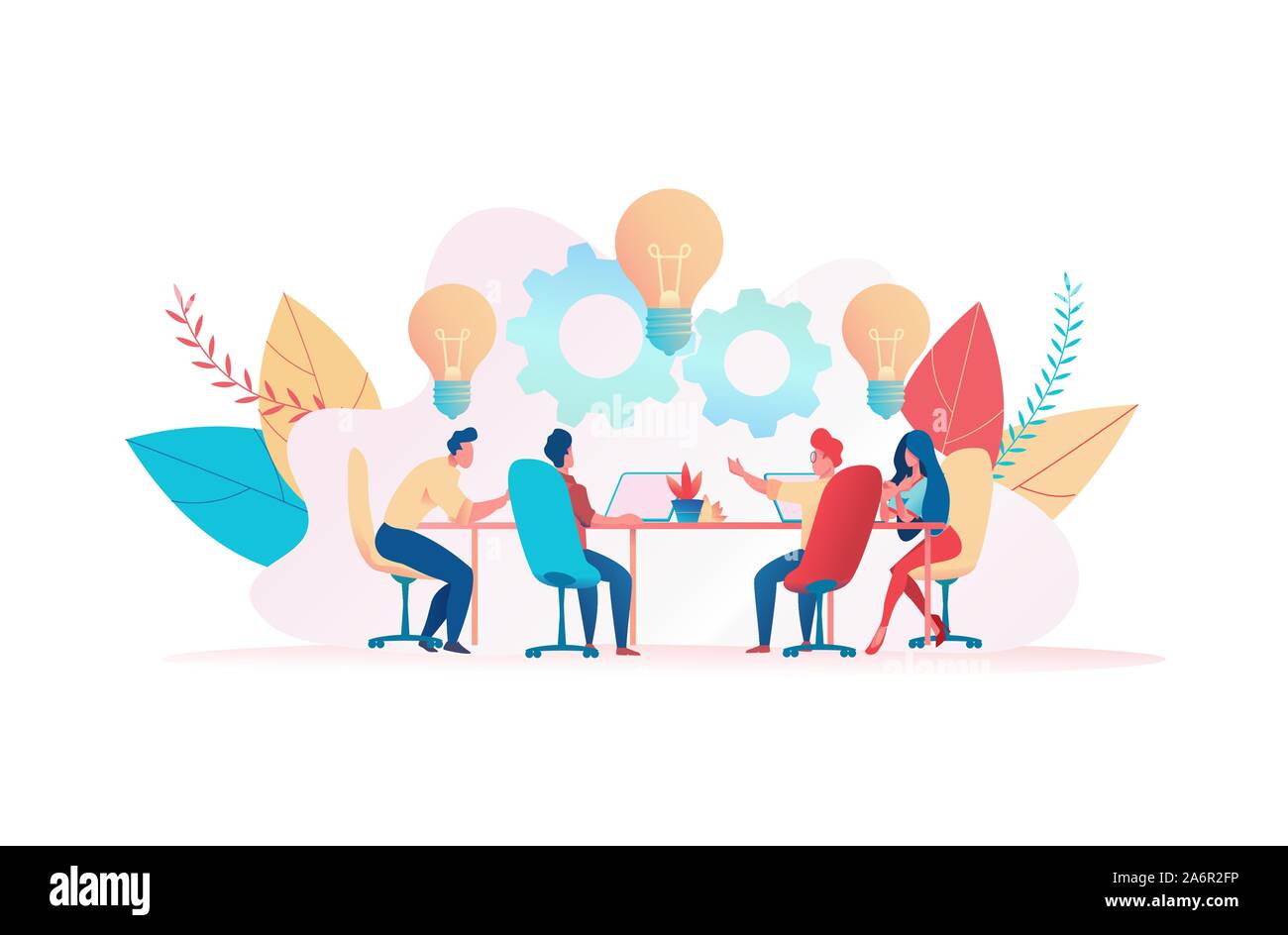 Group of people at the table discussing project ideas. Metaphor of the ...