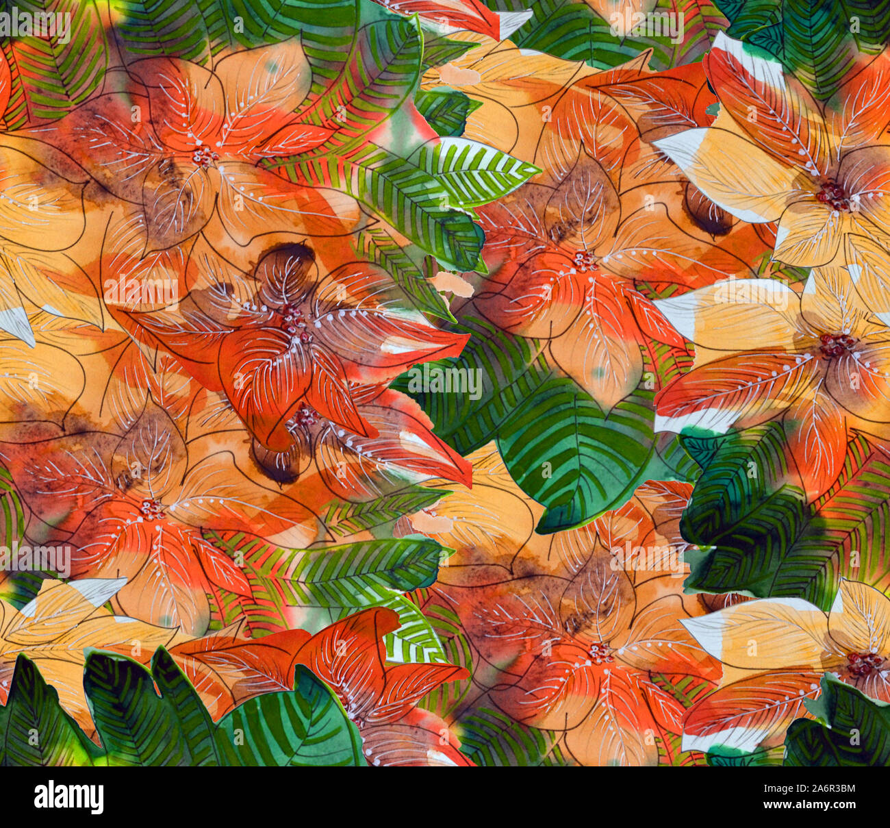 Christmas seamless pattern. Watercolor background. Hand painted holiday ...